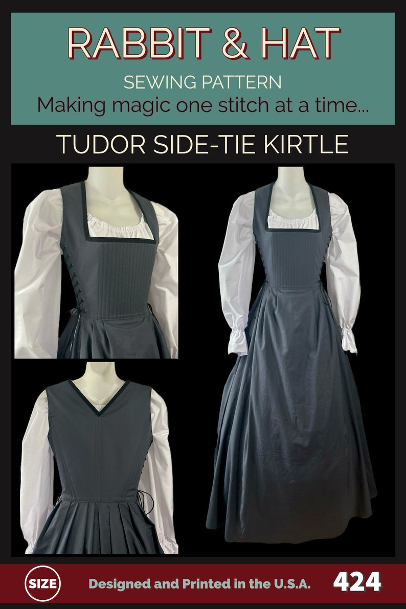 PDF Size LARGE Tudor Kirtle 424 New Rabbit & Hat Sewing Pattern Women's ...