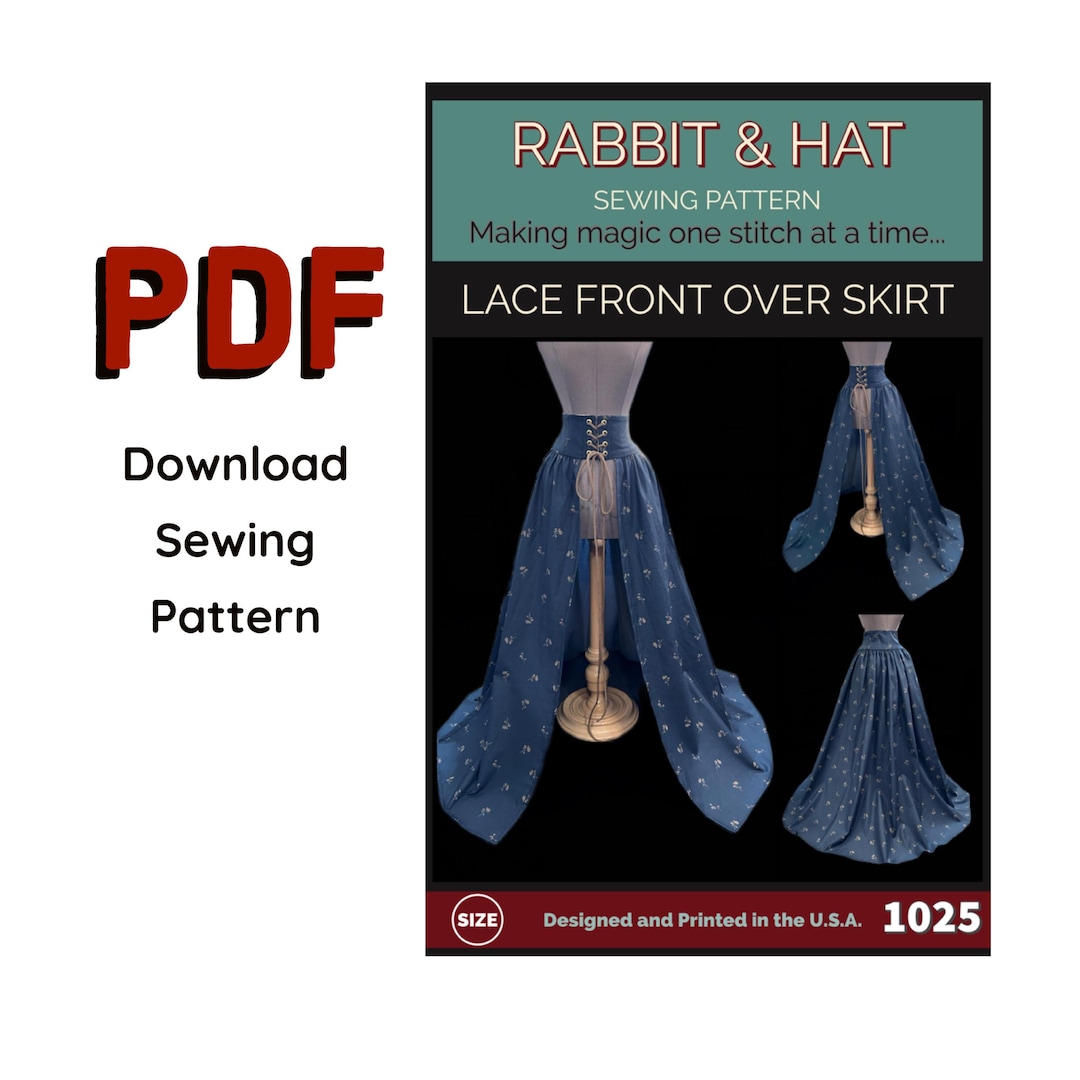 PDF 1X Lace Front Over Skirt 1025 Rabbit & Hat Sewing Pattern ...