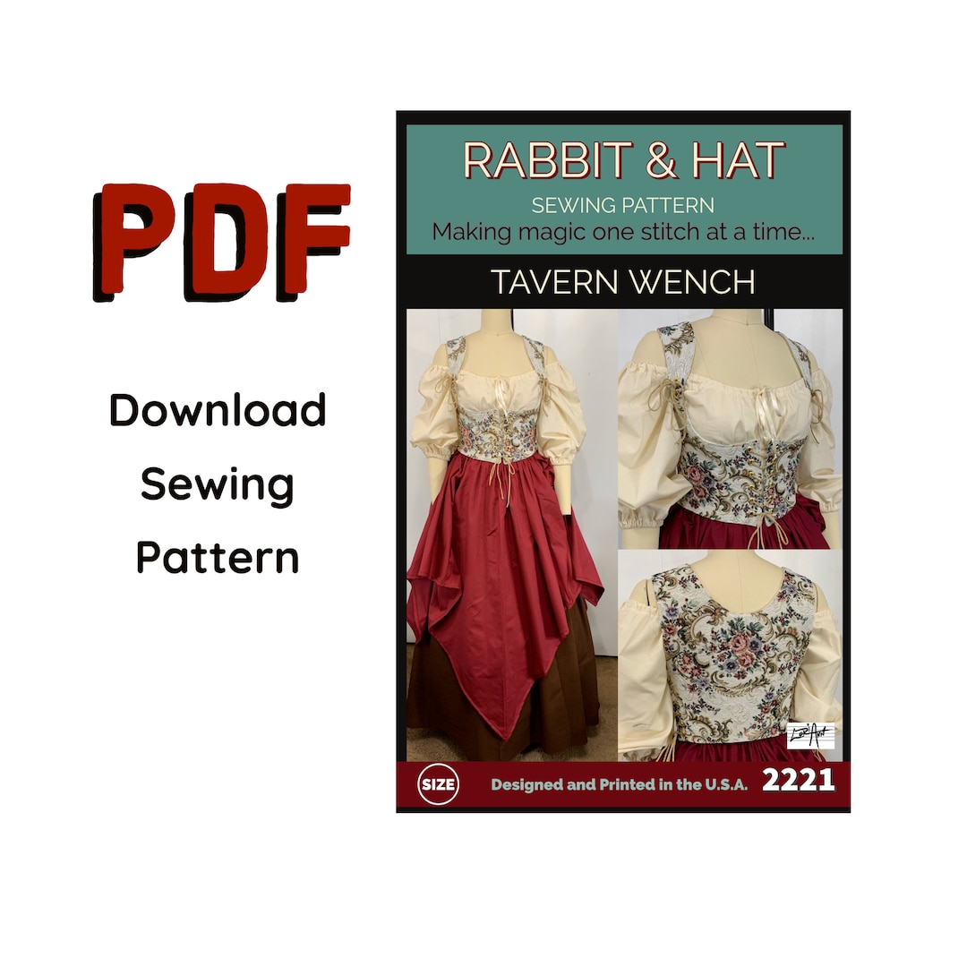 PDF Size 2X Tavern Wench Under Bust Bodice, Chemise Top, A-line and ...