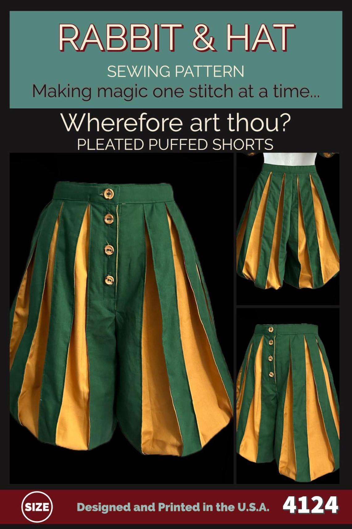 PDF Size MEDIUM Wherefore Art Thou Pleated Shorts 4124 Rabbit and Hat ...