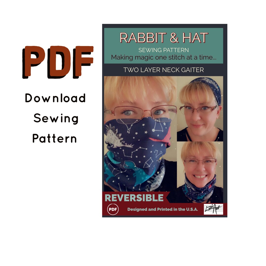 PDF REVERSIBLE 2-layer Neck Gaiter Headband Scarf New Rabbit and Hat ...