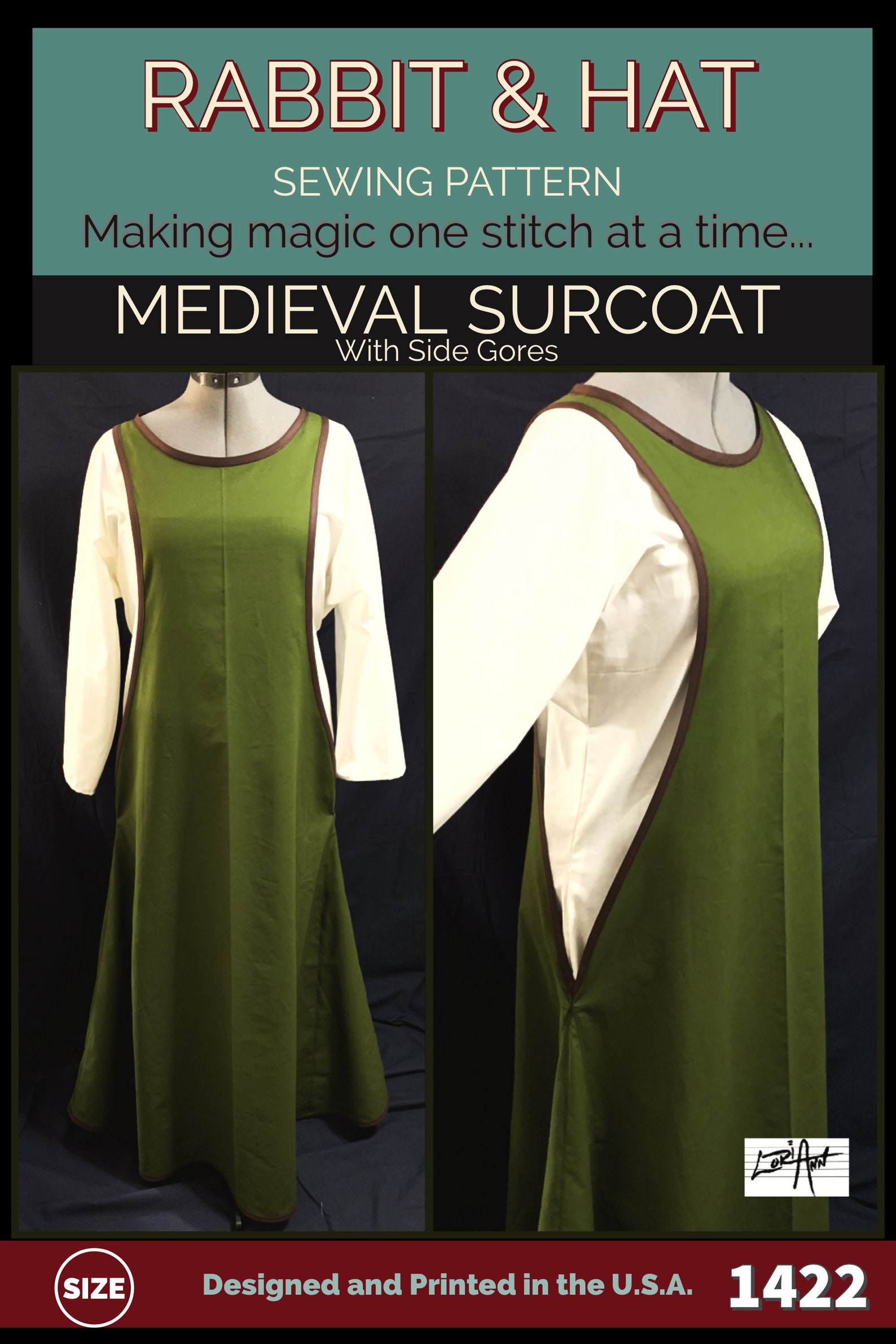 PDF Size XS Open Side Medieval SURCOAT With Gores Renaissance - Etsy