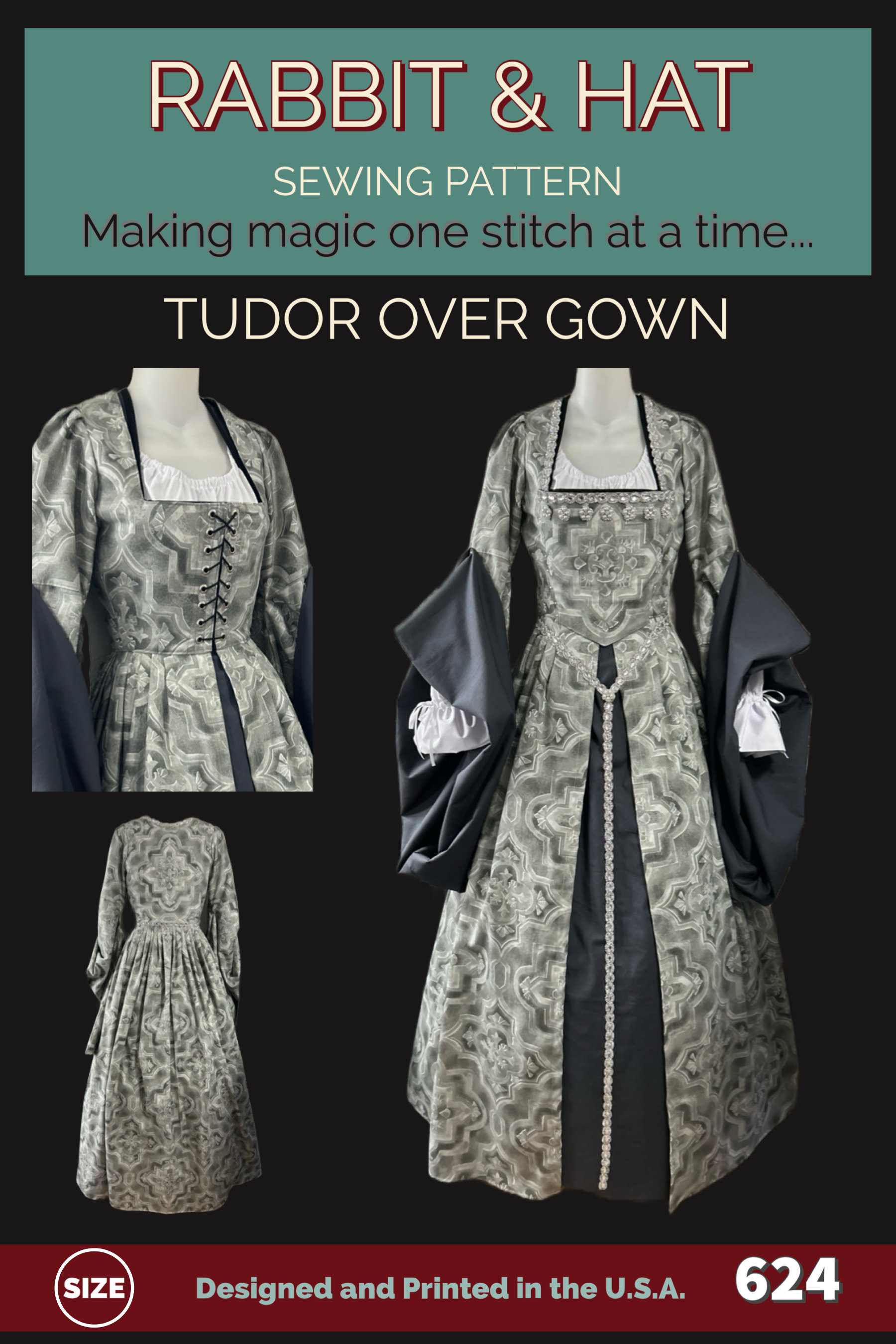 PDF Size 4X Tudor Over Gown Dress With Long Fantasy Sleeves 624 New ...