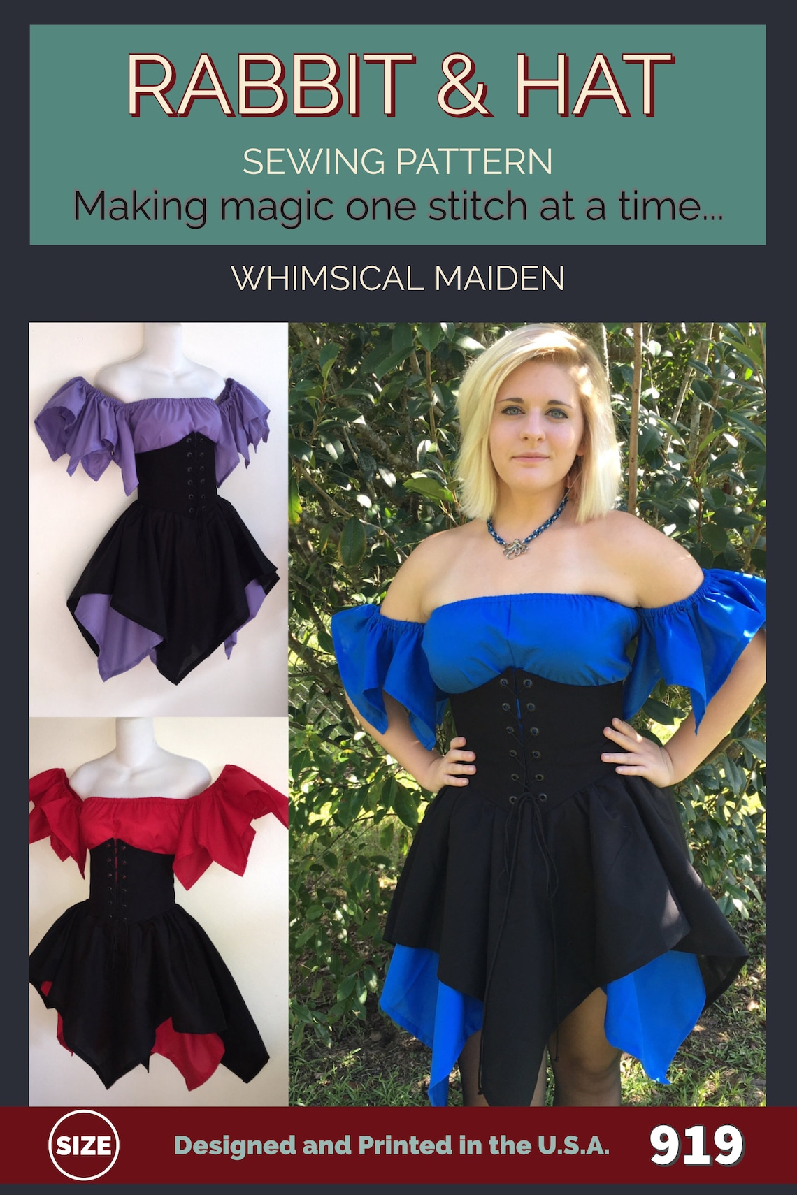 PDF Size 1X Whimsical Maiden Fairy Cuff Sleeve Top, Handkerchief Skirt ...