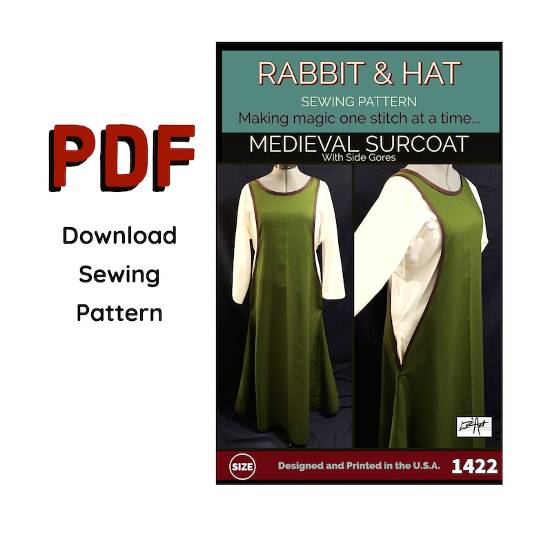 PDF Size XS Open Side Medieval SURCOAT With Gores Renaissance Garb ...