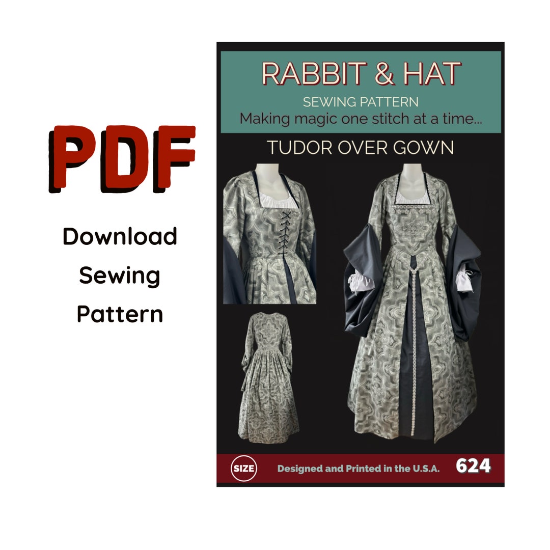 PDF Size 4X Tudor Over Gown Dress With Long Fantasy Sleeves 624 New ...