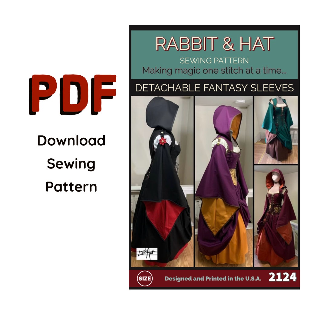 PDF Detachable Fantasy Sleeve 2124 New Rabbit and Hat Sewing Pattern ...