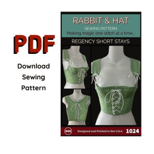 PDF Size 1X Regency Short Stays 1024 New Rabbit and Hat Sewing Pattern ...