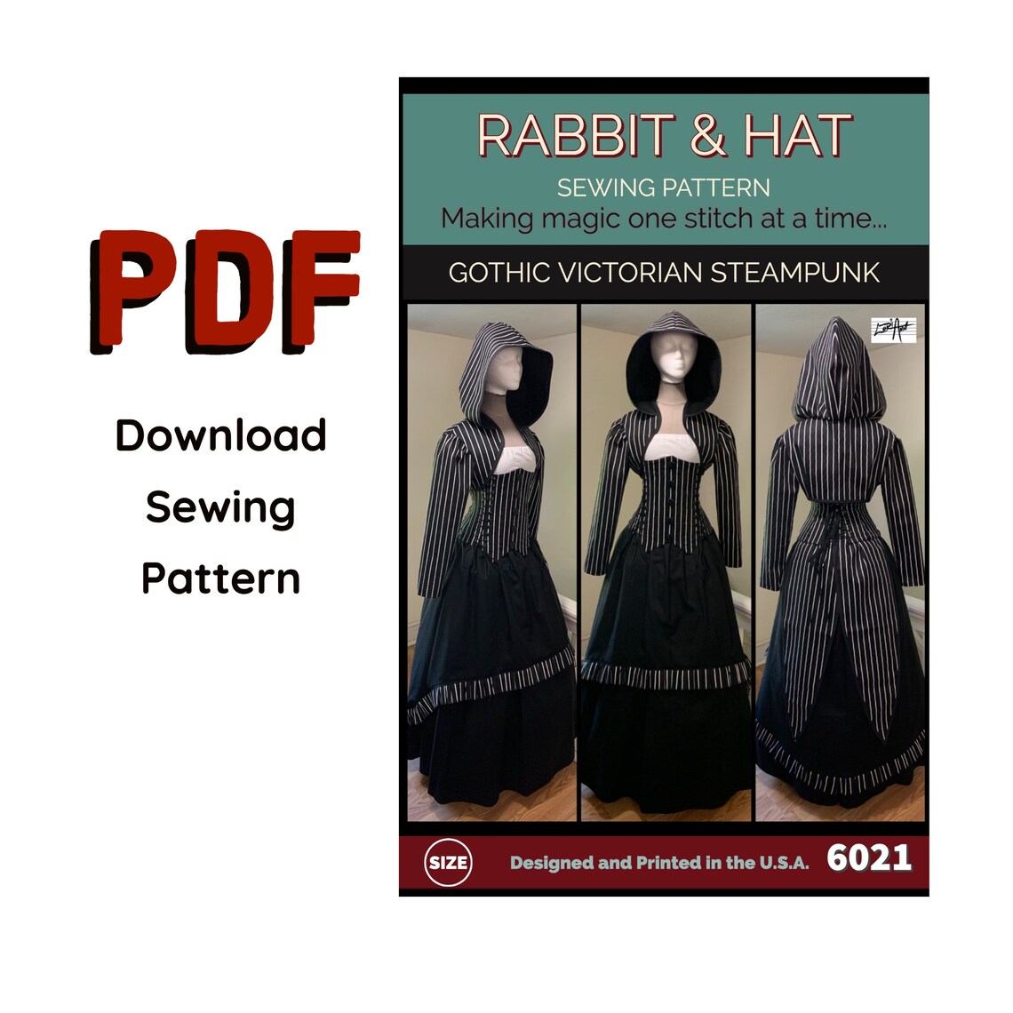 PDF Size SMALL Gothic Victorian Steampunk Hooded Shrug Top Corset ...