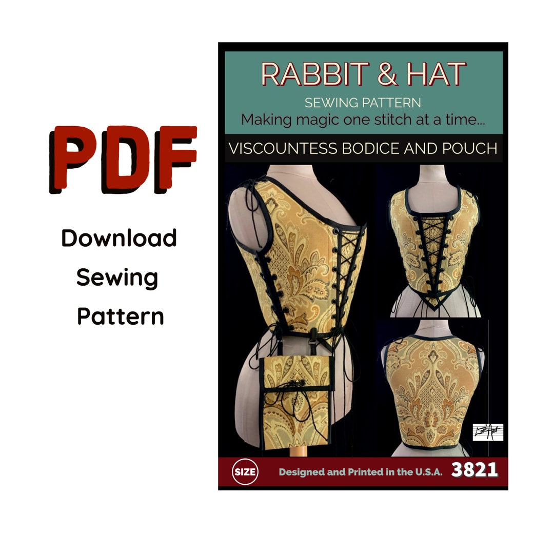 PDF Size 3X Viscountess Medieval Bodice With Stomacher Panel and Pouch ...
