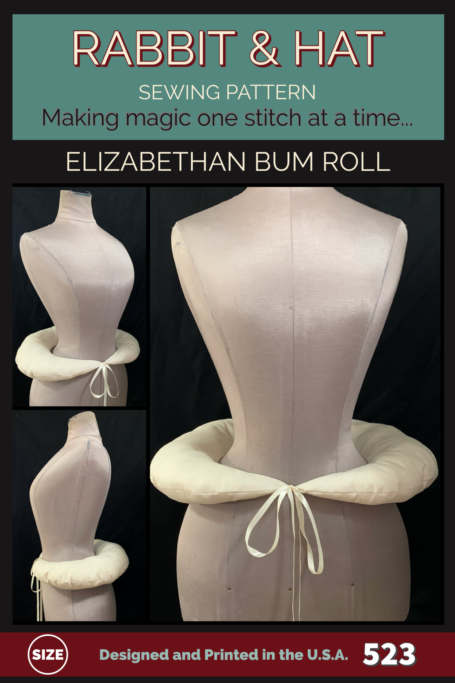 PDF Size XL Garb ELIZABETHAN Bum Roll Undergarment Underpinning 523 ...