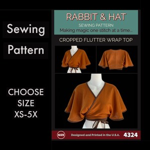 Cropped Flutter Wrap Top 4324 New Rabbit and Hat Sewing Pattern Blouse ...