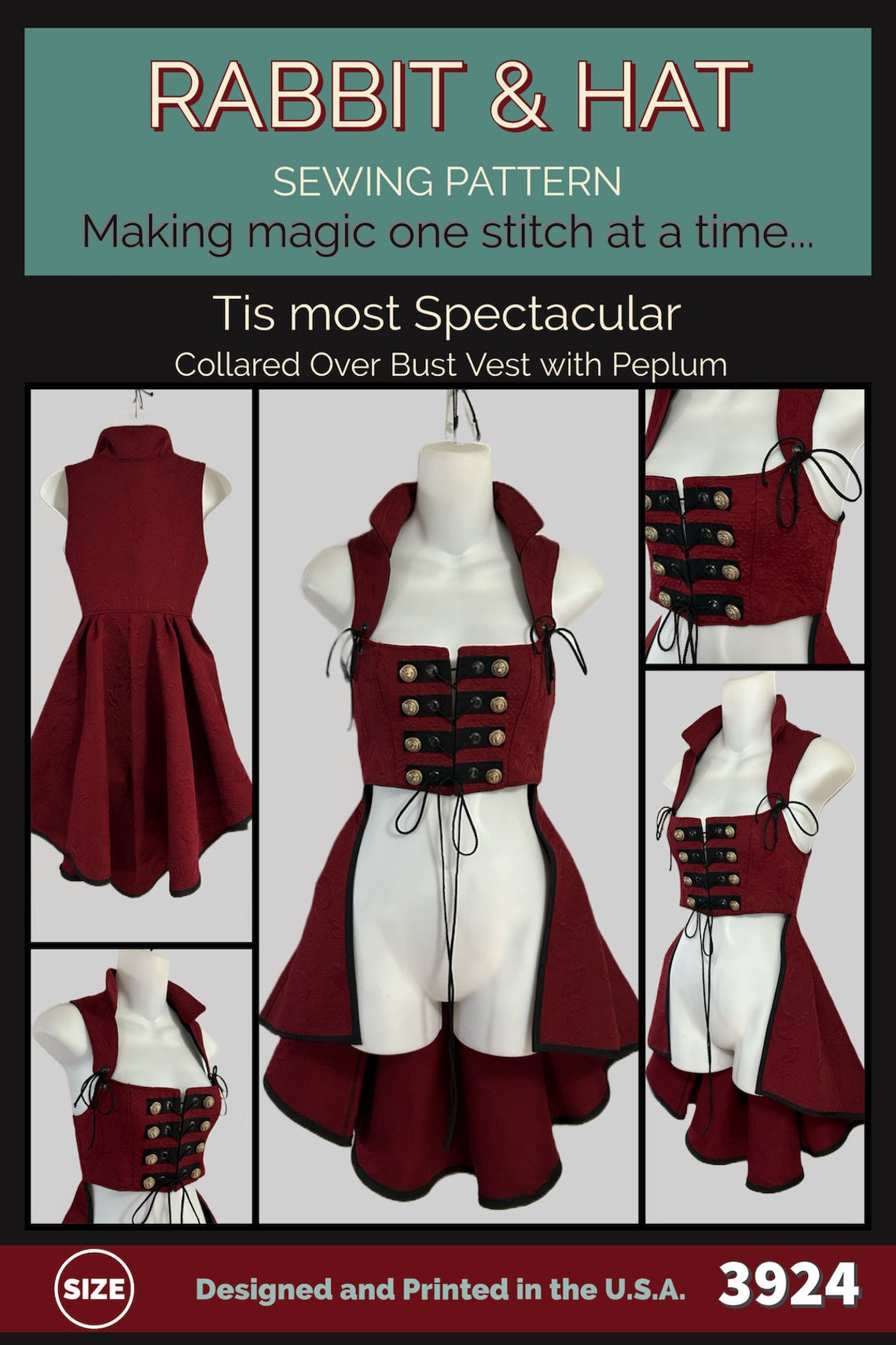 PDF XS Tis Most Spectacular! Collared Over Bust Vest W Peplum 3924 ...