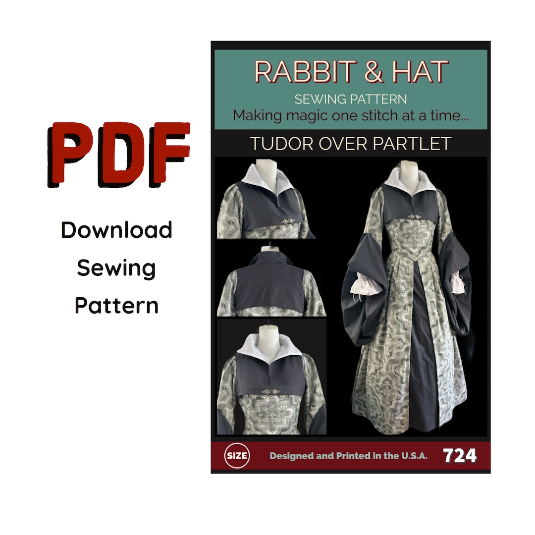 PDF Size 4X Tudor Over Partlet 724 New Rabbit and Hat Sewing Pattern ...