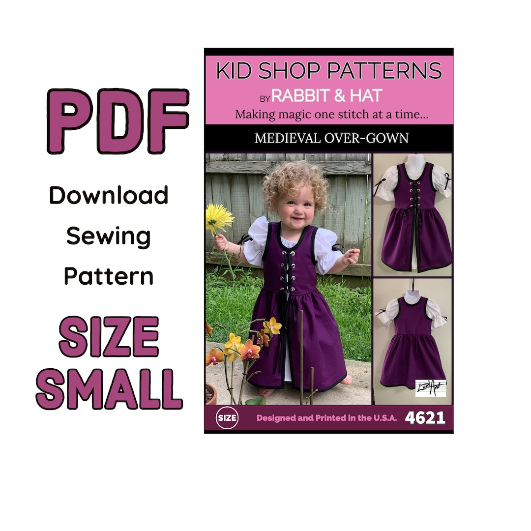 Size SMALL 4T - PDF Toddler Child Girls Kids Medieval Over Gown 4621 ...