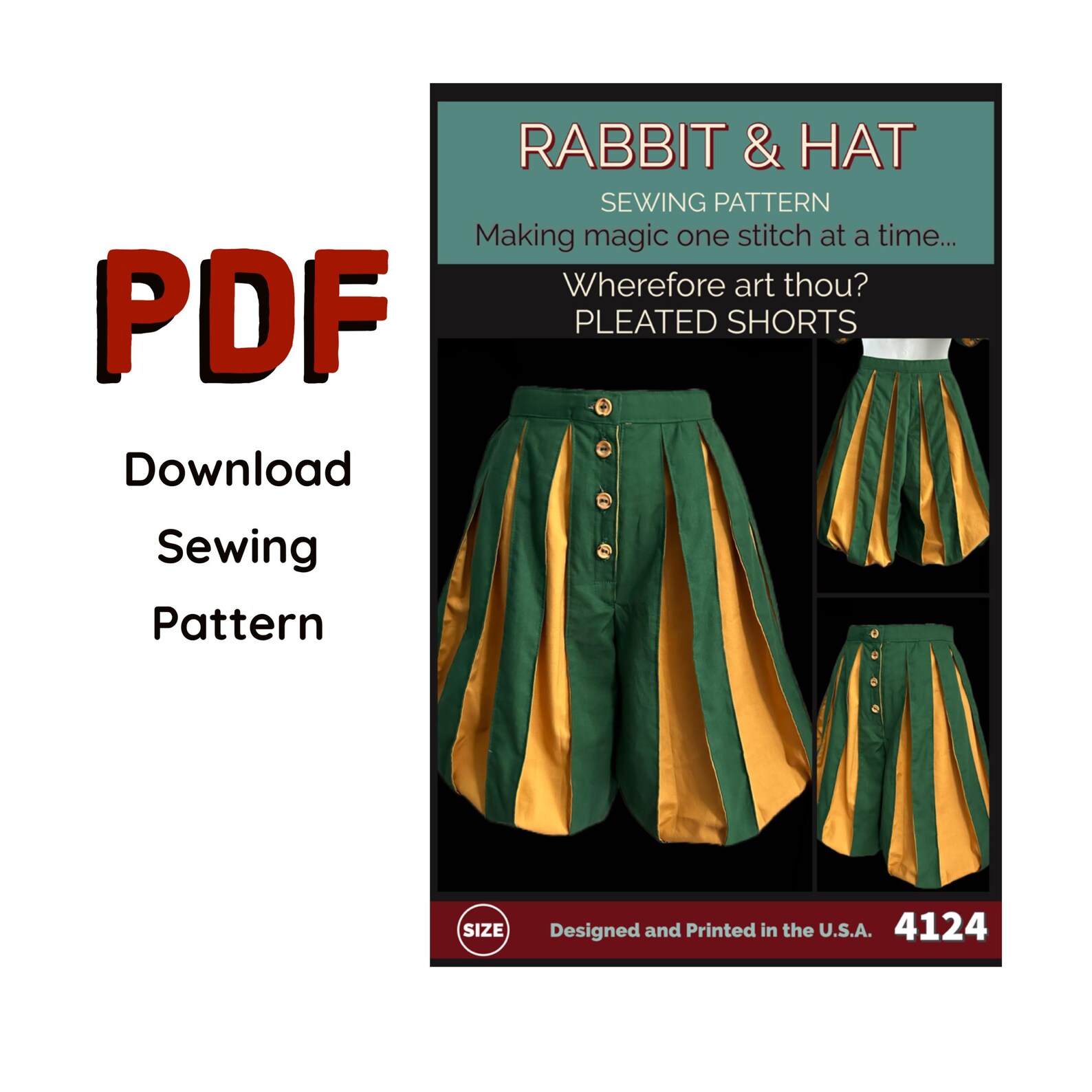 PDF Size MEDIUM Wherefore Art Thou Pleated Shorts 4124 Rabbit and Hat ...