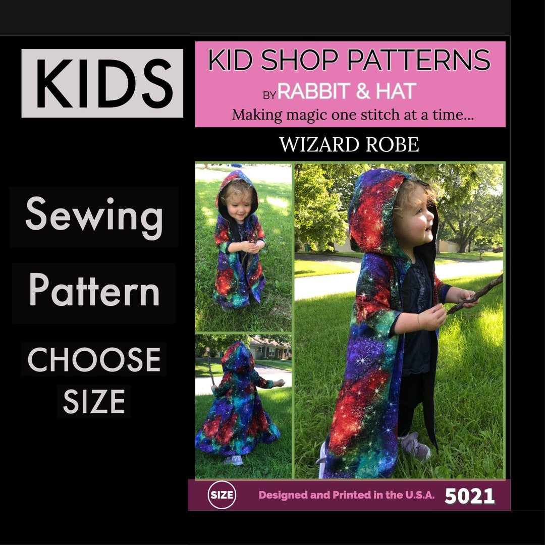 Hooded WIZARD ROBE 5021 New Rabbit and Hat Sewing Pattern Costume Kids ...