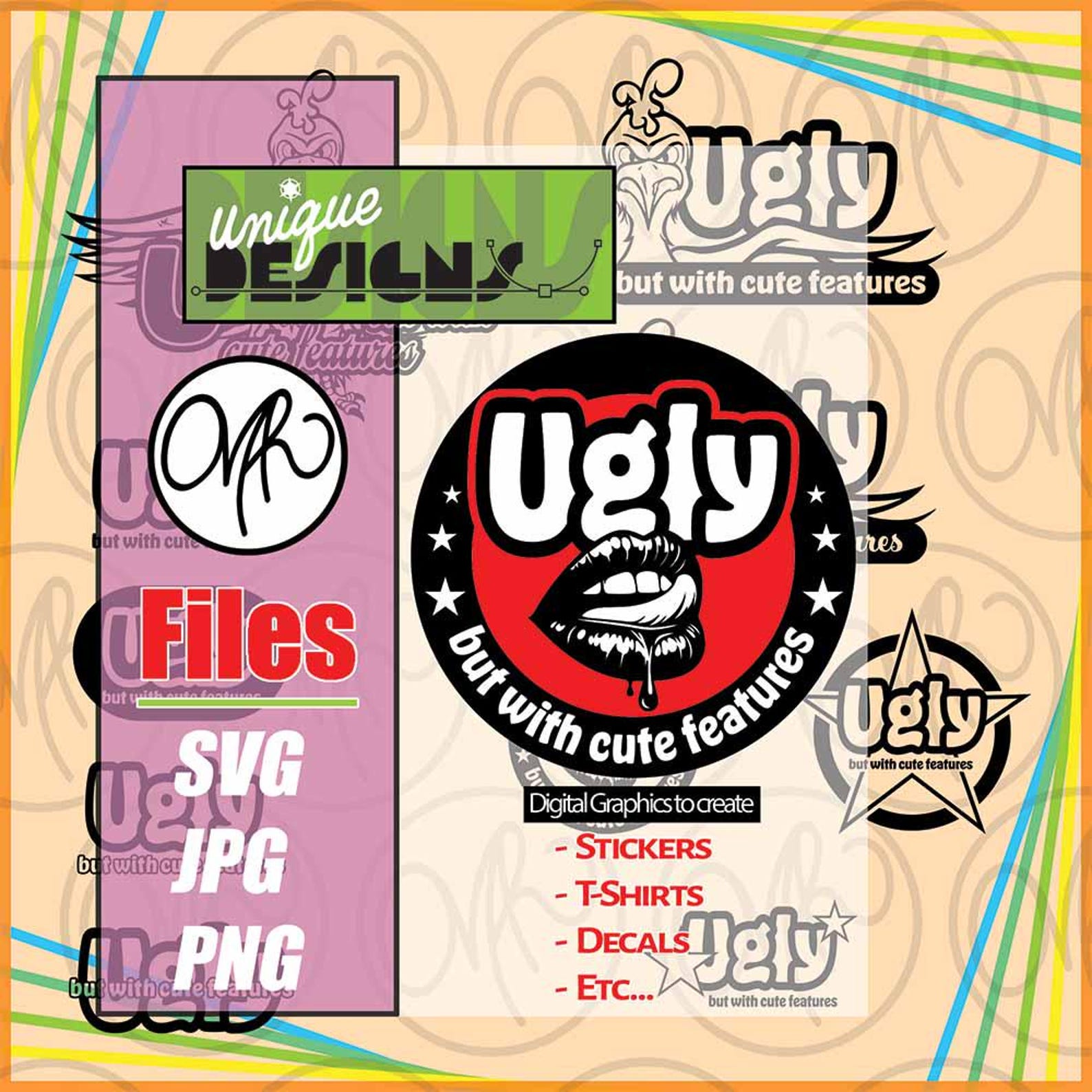 Ugly but With Cute Features Bundle-svg, PNG, JPG, Ai Docs - Etsy