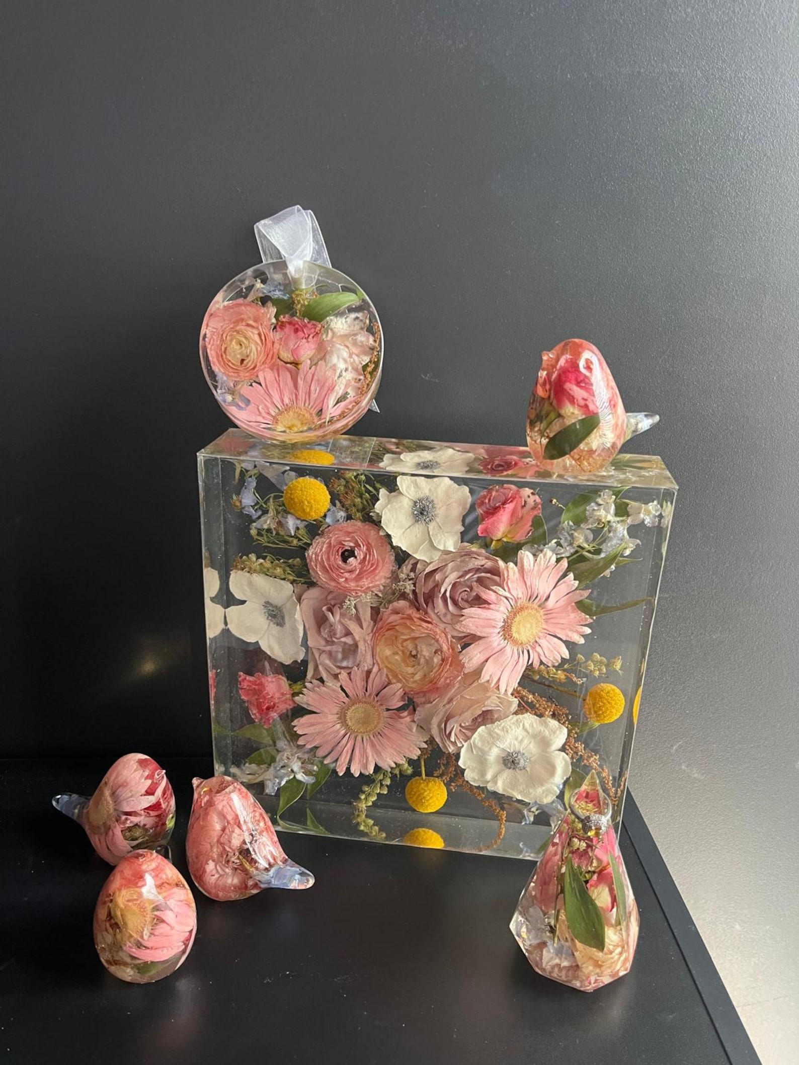 Floral Bouquet Resin Block: Wedding Flower Preservation With Engraving ...