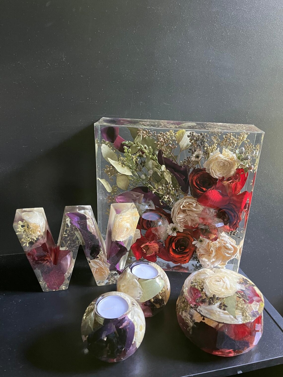 Floral Bouquet Resin Block: Wedding Flower Preservation With Engraving ...
