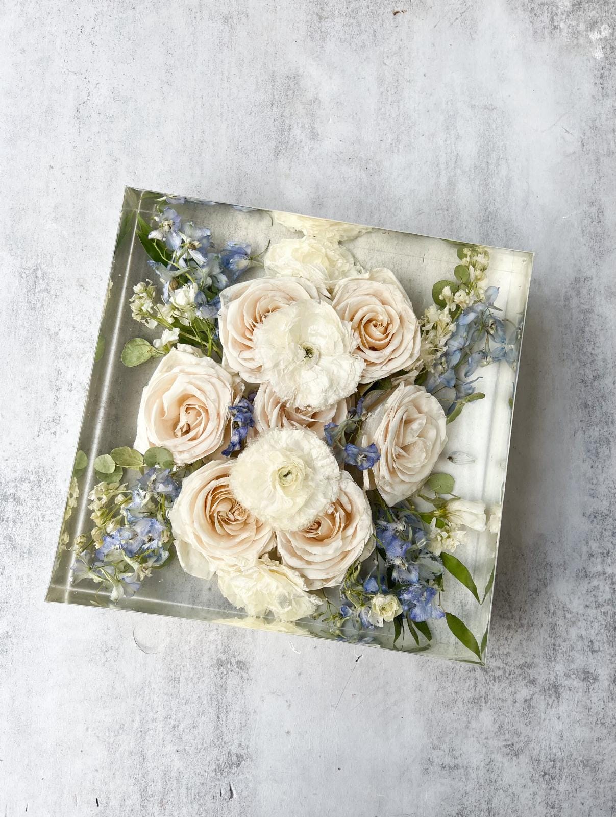 Floral Bouquet Resin Block: Wedding Flower Preservation With Engraving ...