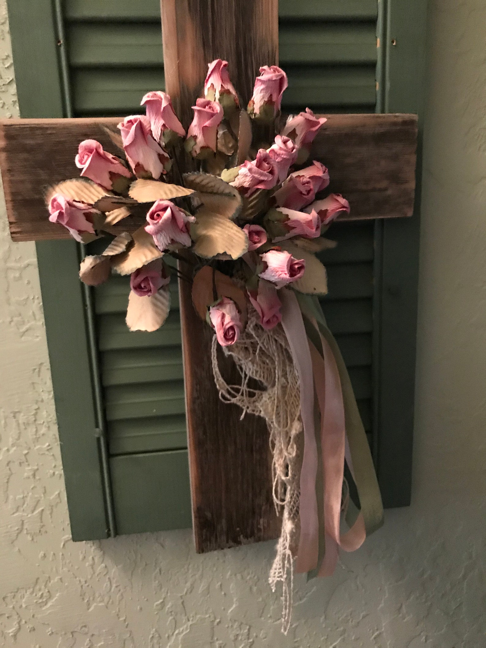 Cross Rustic Nrosesvintage Shabby Chic Laceribbon7650 - Etsy