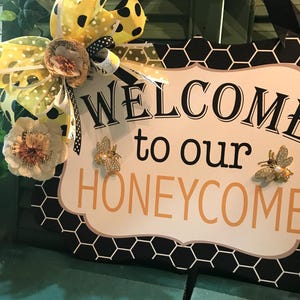 Welcome, Sign, Honeycomb, Bees, Cute Bow, Wood, OOAK, 5796 - Etsy