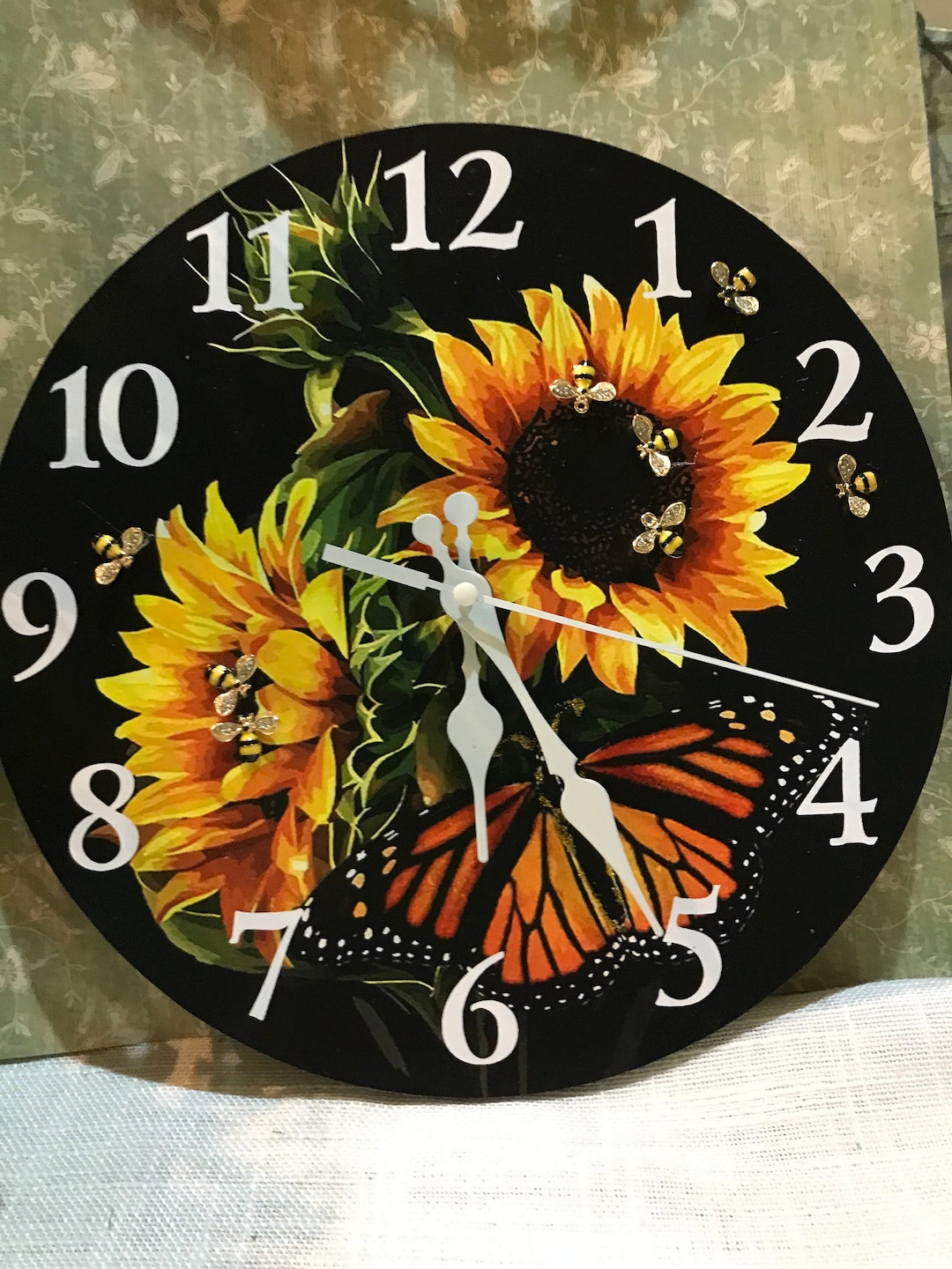Clock, Bee On, Time, Wall, Bees, Sunflowers, OOAK, 5264 - Etsy