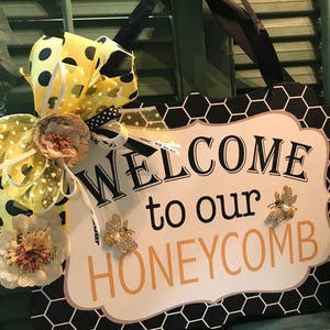 Welcome, Sign, Honeycomb, Bees, Cute Bow, Wood, OOAK, 5796 - Etsy