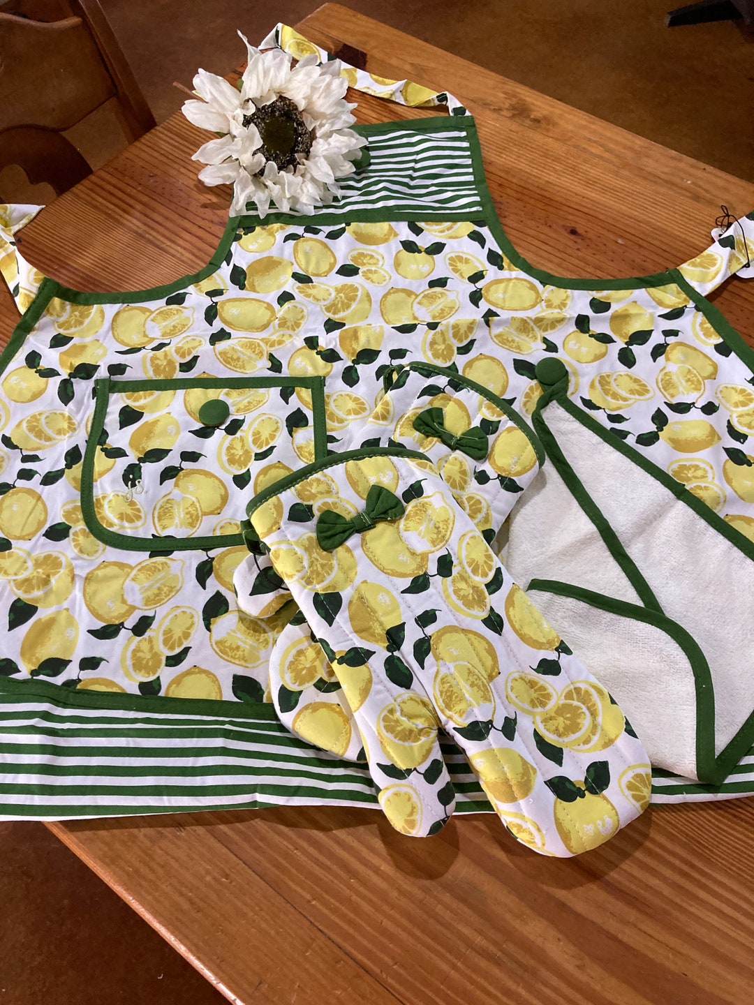 Apron Kitchen Towel Lemons Cute Ooak Set Sexy Female Etsy