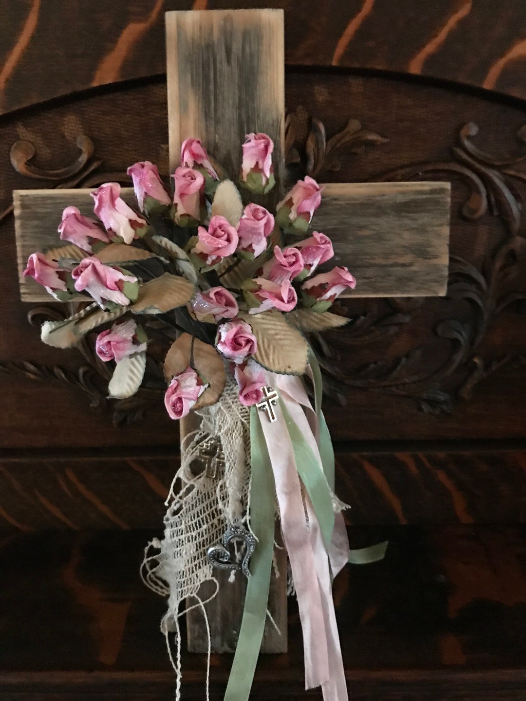 Cross, Rustic N,roses,vintage, Shabby, Chic, Lace,ribbon,7650 - Etsy