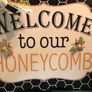 Welcome, Sign, Honeycomb, Bees, Cute Bow, Wood, OOAK, 5796 - Etsy