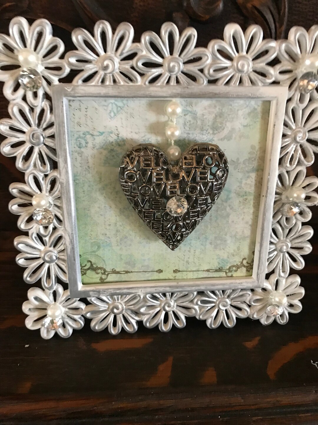 Frame, SALE, Gorgeous,reduced, Shabby Chic, Puffed Love Heart, Pearls ...
