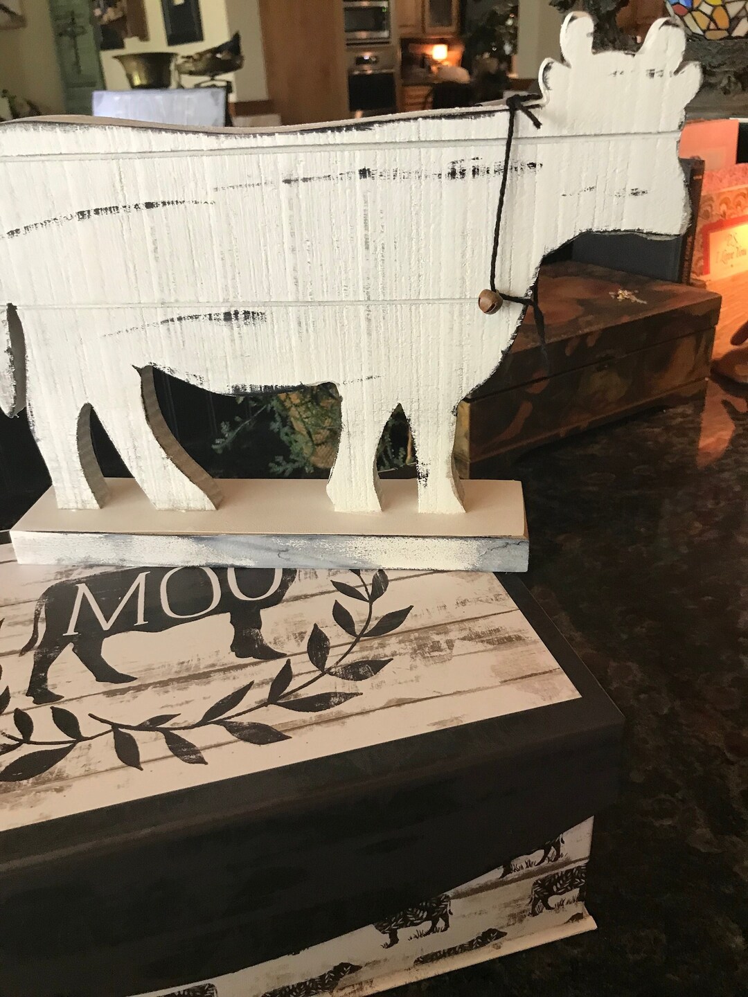 A New Look Farm Fresh Wood Cow Rustic Bell Match Box 2208 - Etsy