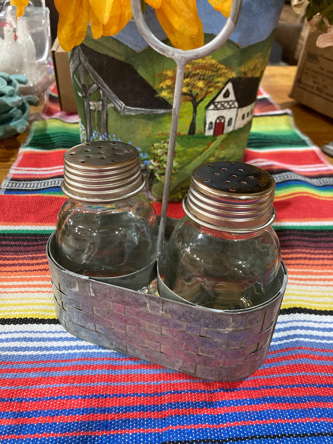 Salt, Pepper, Salt and Pepper, Caddy, Metal Caddy, Farm Table, Farm ...