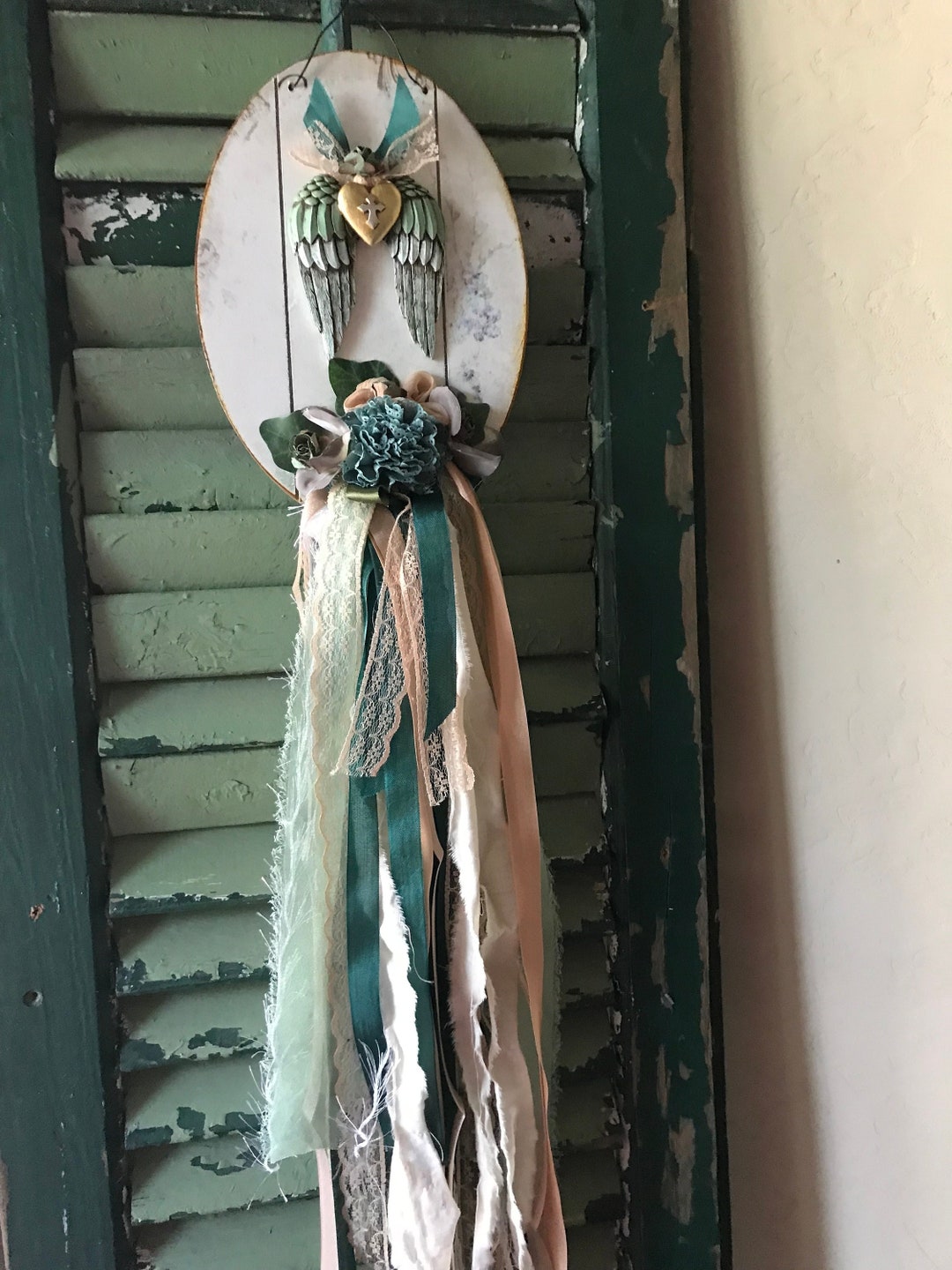 Shabby, Heart,reduced,angel Wings, Floral, Streamers, 0996 - Etsy
