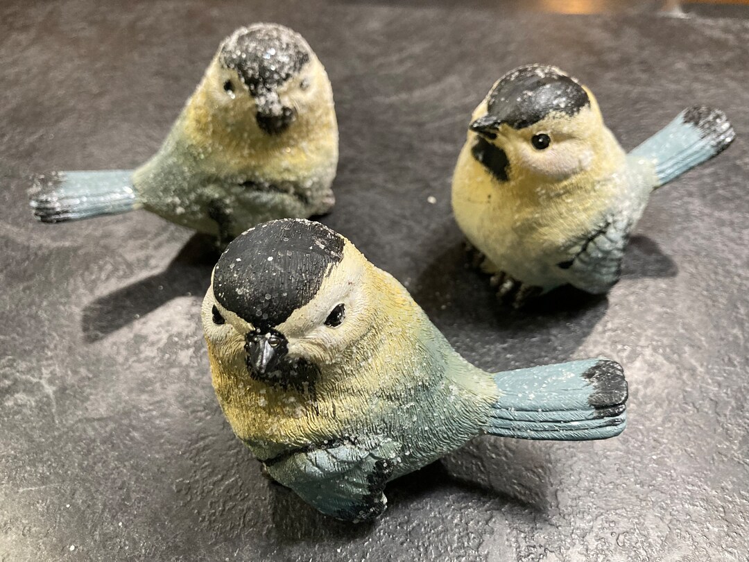 Snow Birds, Blue Birds, Set of 3, Beautiful in Person, Resin, Mom, Dad ...