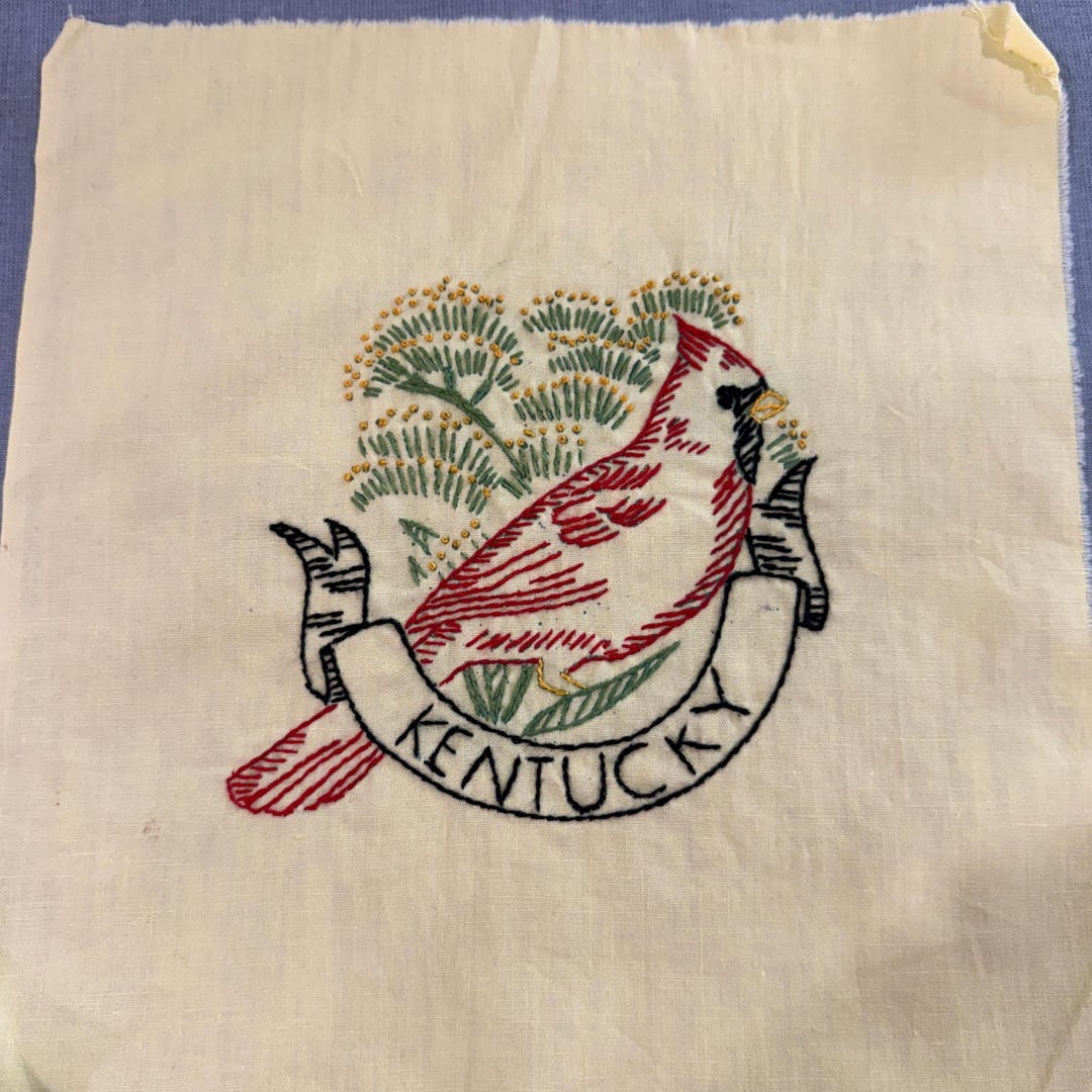 Vintage Kentucky State Bird Quilting Square, Northern Cardinal ...