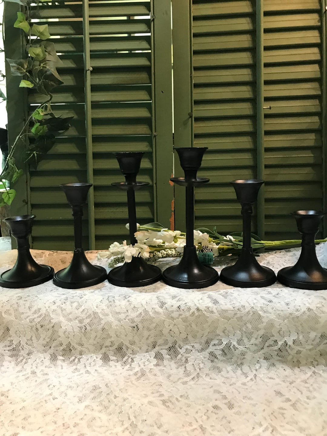 Candle Sticks,6 Set, Black Metal, 3 Heights, 6072 - Etsy