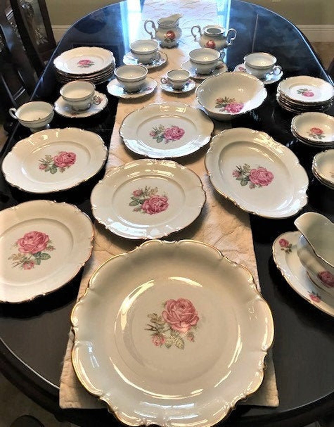 Pasco Bavaria Dinnerware by Hutschenreuther. the Dundee 7703 Pink Roses ...
