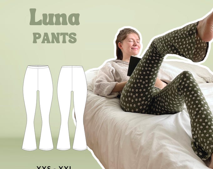 Sadie Slim Flares PDF Sewing Pattern Print at Home Legging Flutter ...