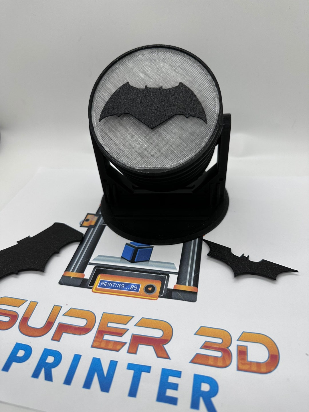 3D Printed Bat Signal: Customizable Desktop Decor - Etsy