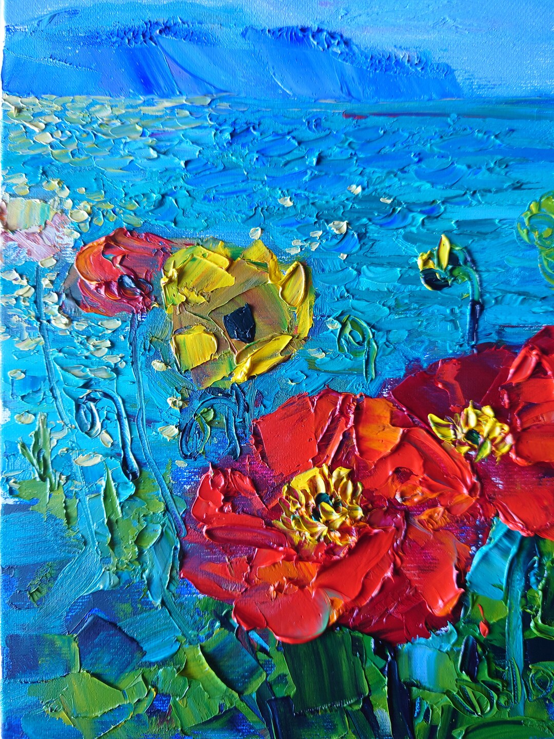 Original Red Poppy Oil Painting: Floral Impasto Art - Etsy