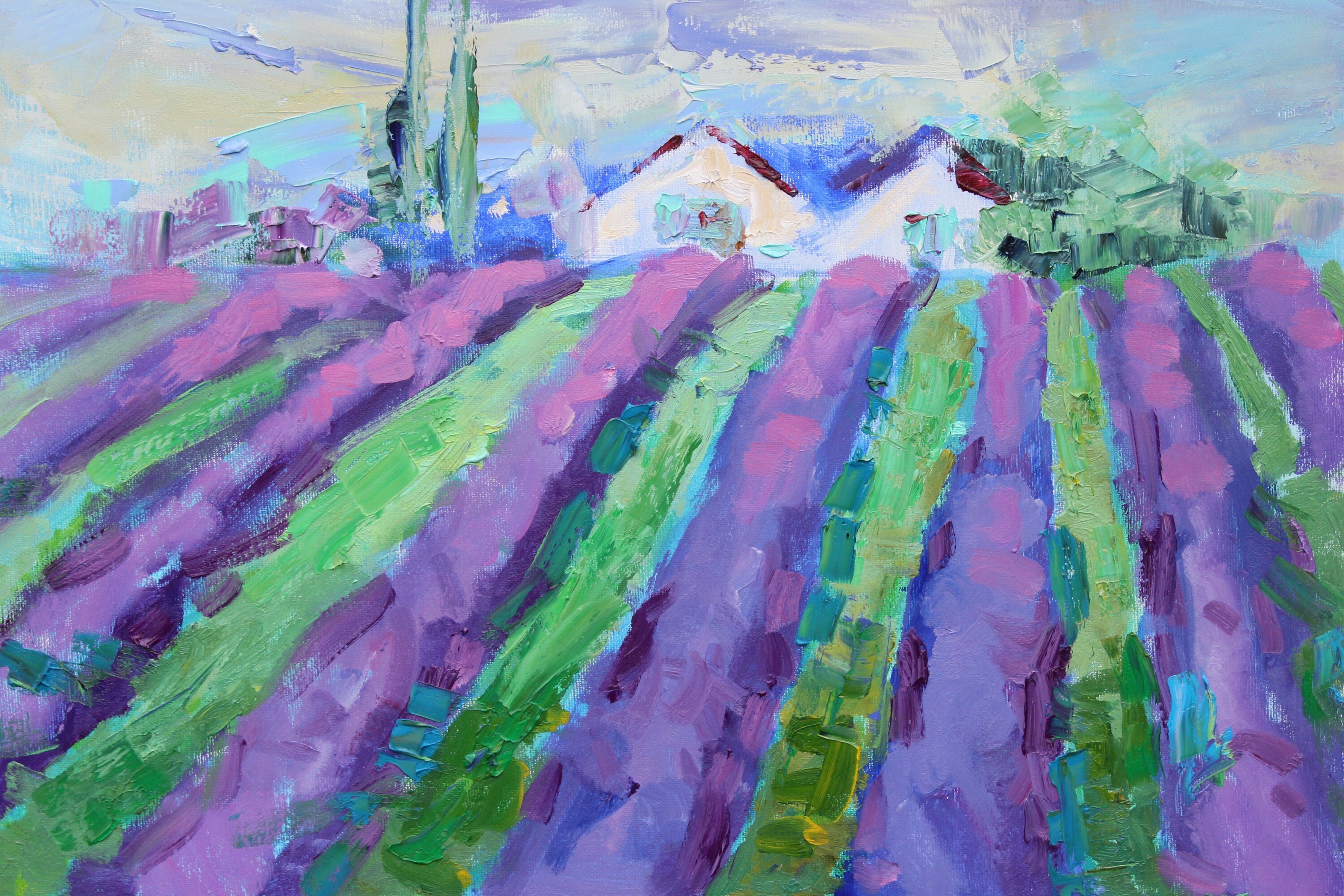Provence Landscape Lavender Original Oil Painting on Canvas - Etsy