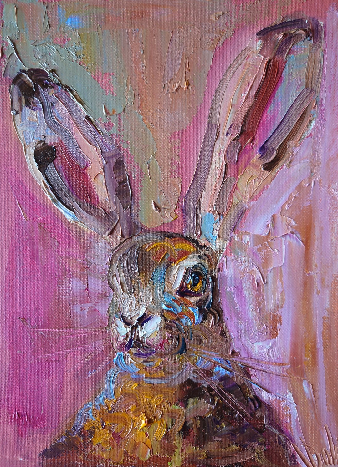 Rabbit Painting, Original Oil Painting on Canvas ,impasto, Wildlife ...