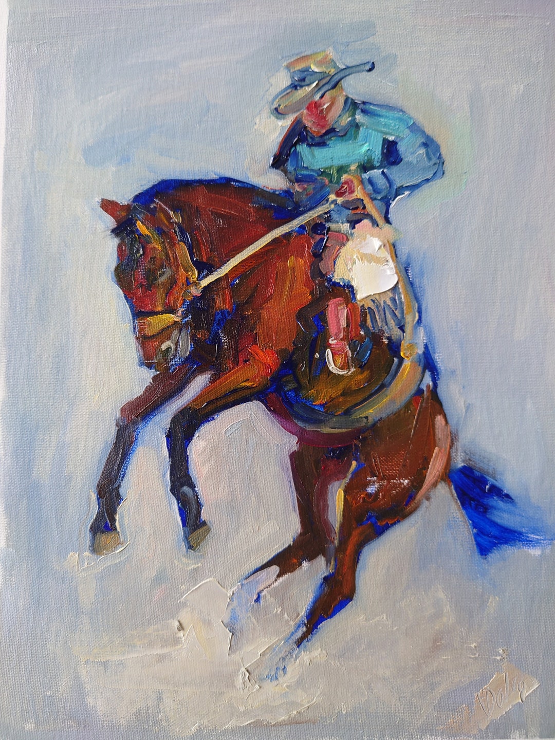 Horse Riding, Original Oil Painting, Western Art, Gift for Horse Lover ...