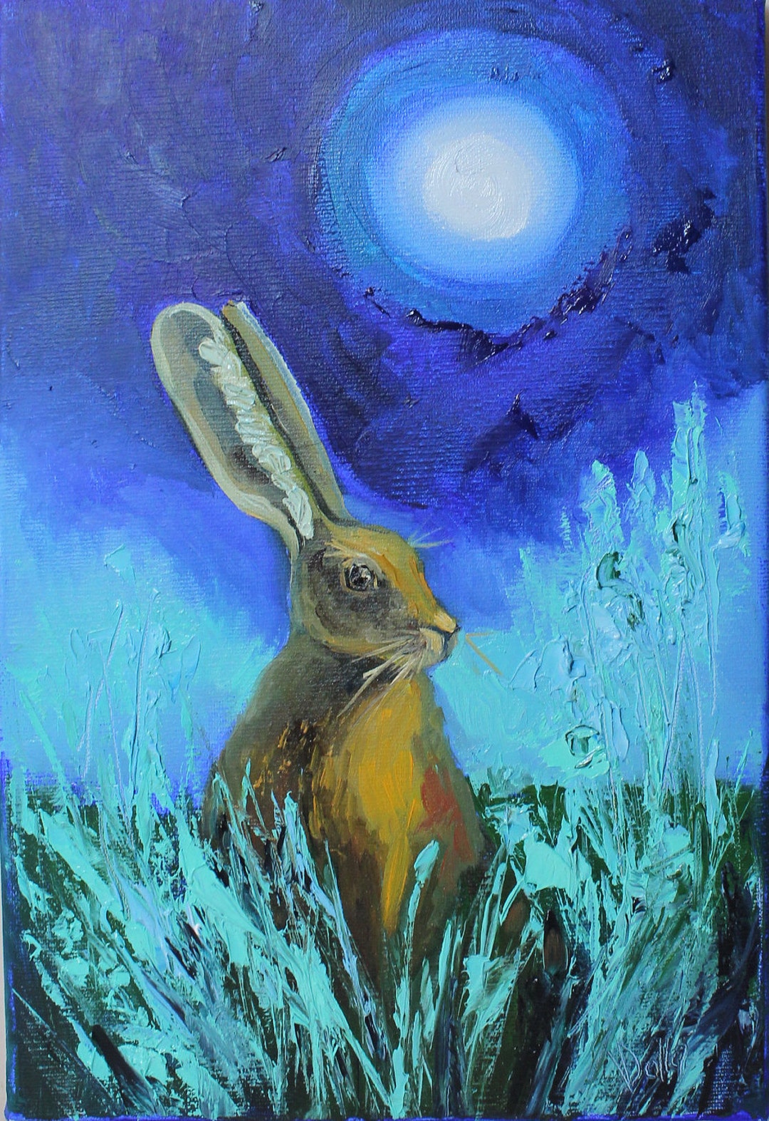 Hare Painting Original Oil Painting Wildlife Painting - Etsy
