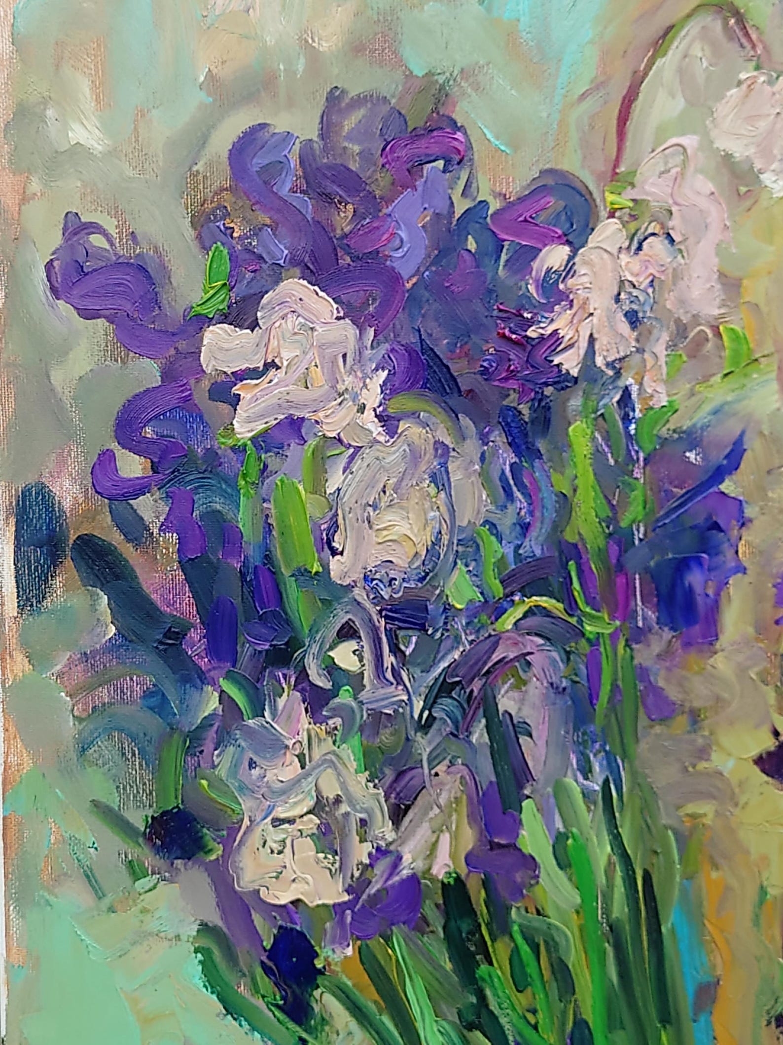 Iris Oil Painting on Canvas, Abstract Floral Artwork - Etsy