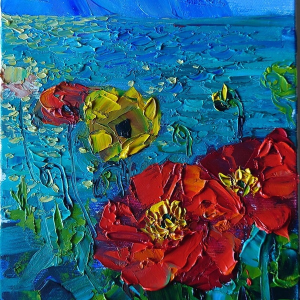 Red Flowers Painting - Etsy