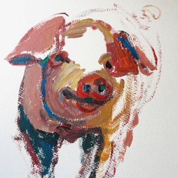 Pig Painting - Etsy